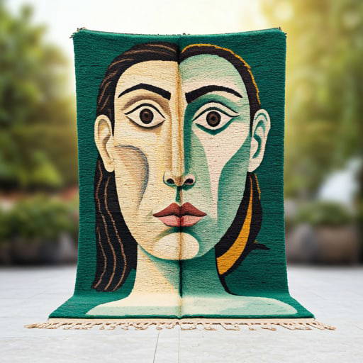 102 X 106 Moroccan Berber Rug With Picasso Inspired Design