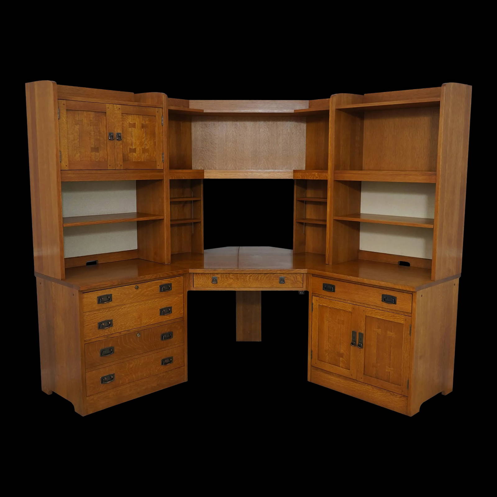 Stickley Mission Oak Corner Computer Desk 6 Piece Dovetailed ...