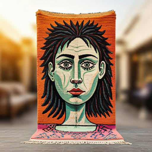 83 X 87 Moroccan Berber Rug With Picasso-inspired Design Auction