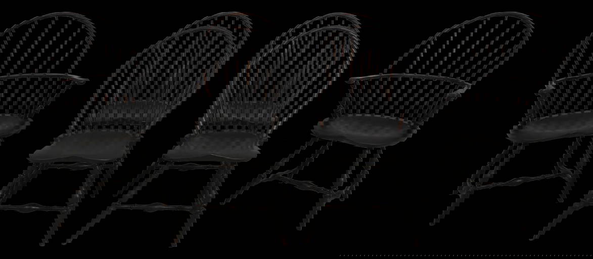 Set Of 6 Chris Harter Windsor Style Dining Chairs With Distressed Finish