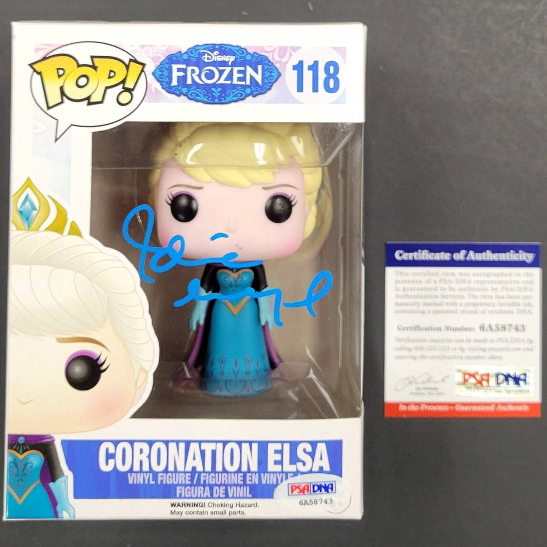 Idina Menzel Signed Coronation Elsa Funko Pop Psa/dna Auction