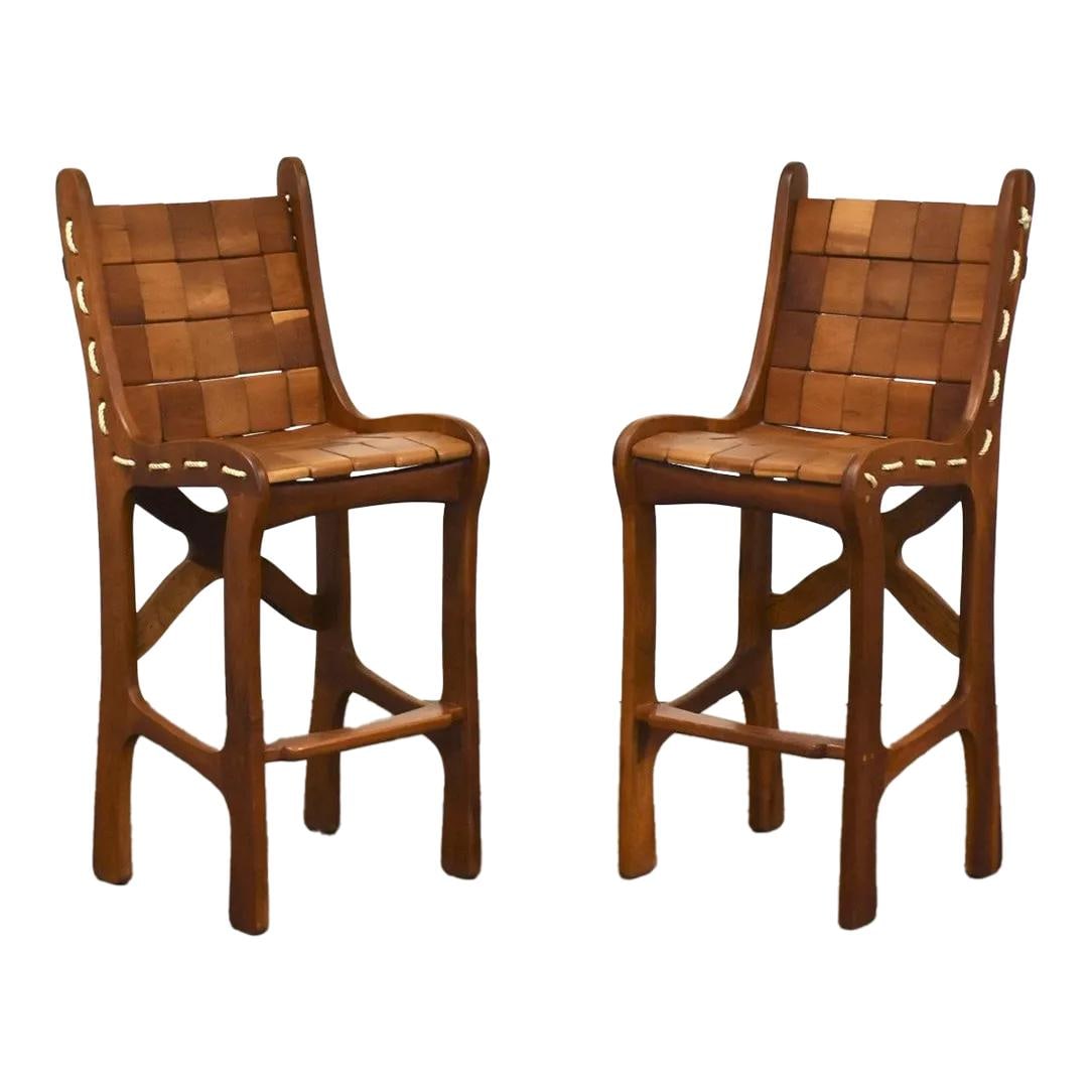 1970s Vermont Folk Rocker Cherry Bar Stools Pair 27.5 Seat Height Auction