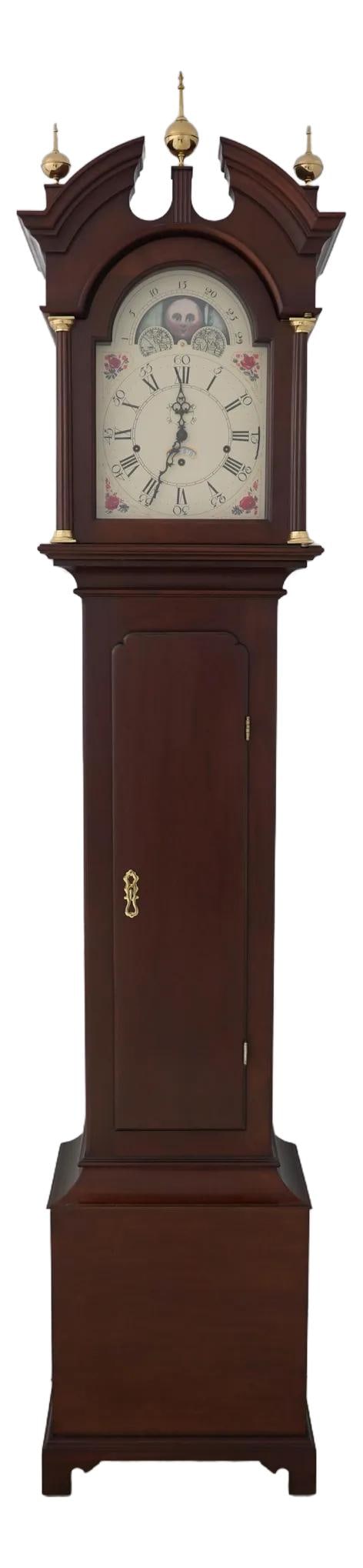 Stickley Mahogany Grandfather Clock 19.5 X 13 X 90 Brass Movement Auction