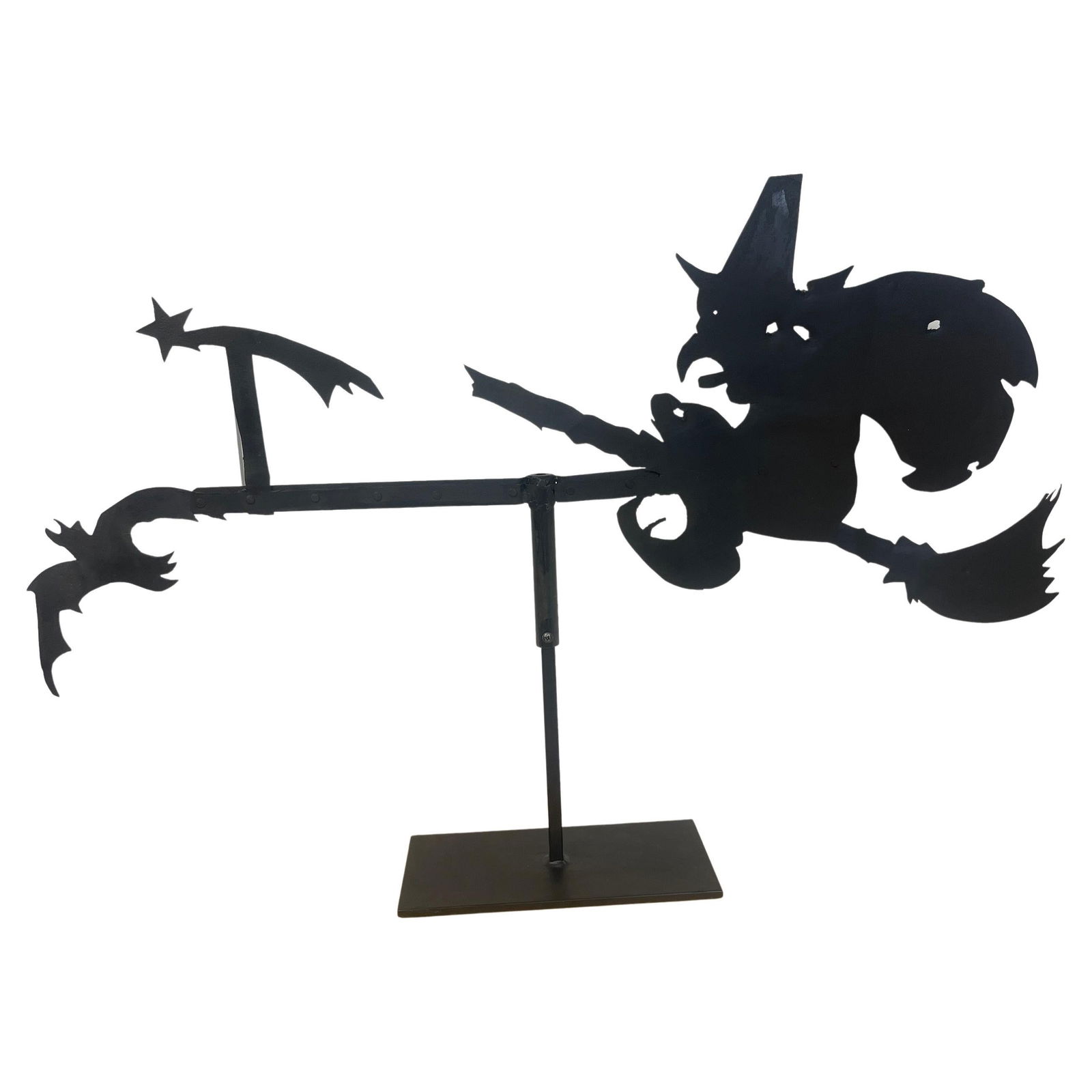 1920s American Folk Art Iron Witch & Bat Weathervane Museum Mounted ...