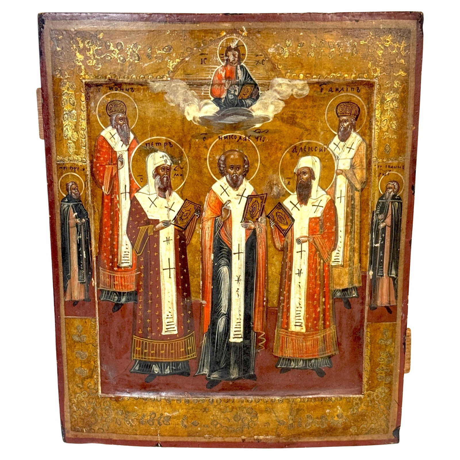 Buy 19th Century Russian Icon Synaxis Hierarch Saints Christ ...