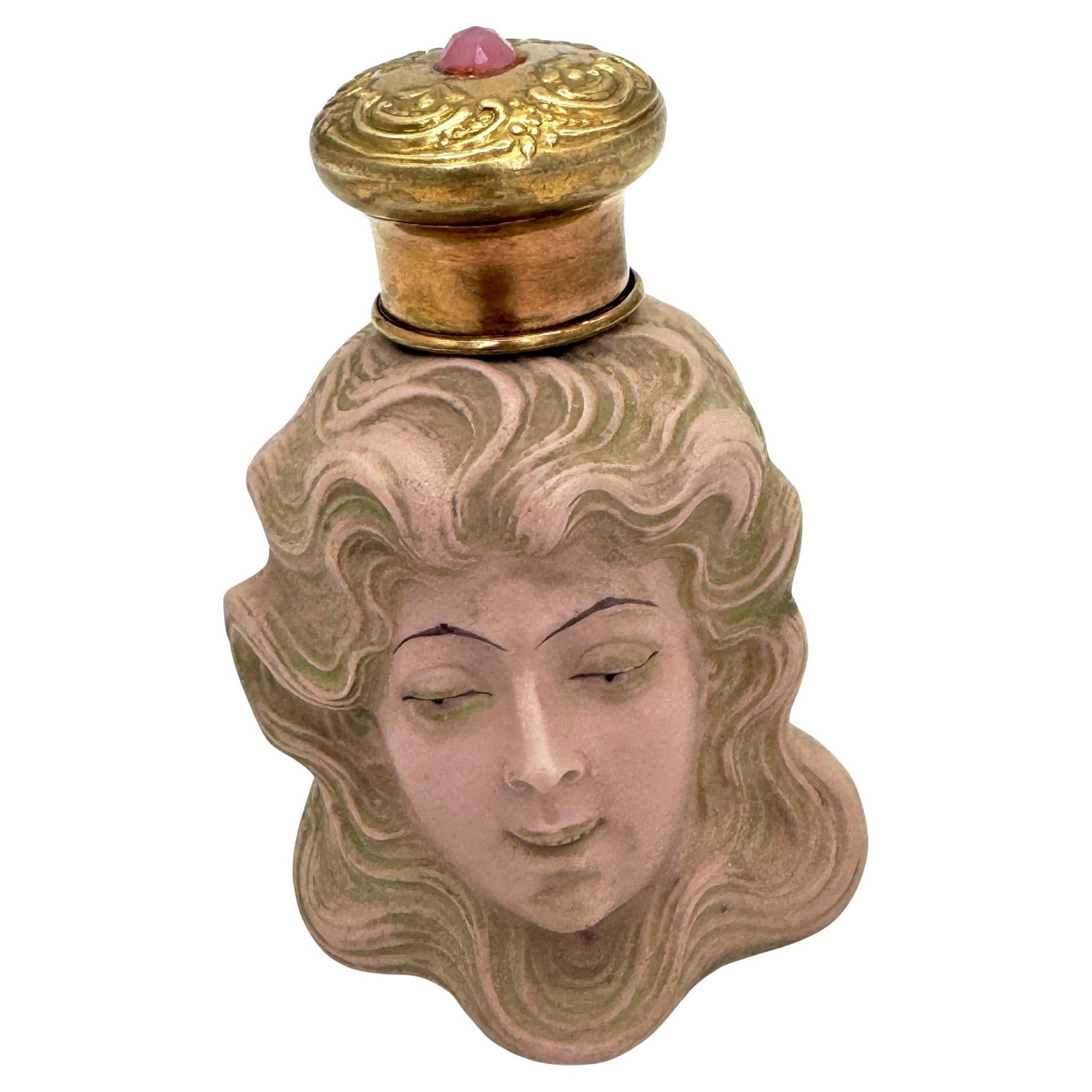 Art Nouveau Muse Perfume Bottle Schafer & Vater 1900 With Rose Crystal ...