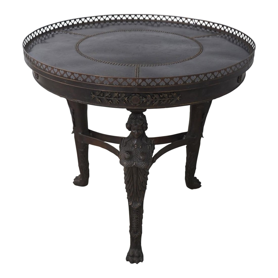 Theodore Alexander Round Center Table With Embossed Copper Top - Jul 25 ...