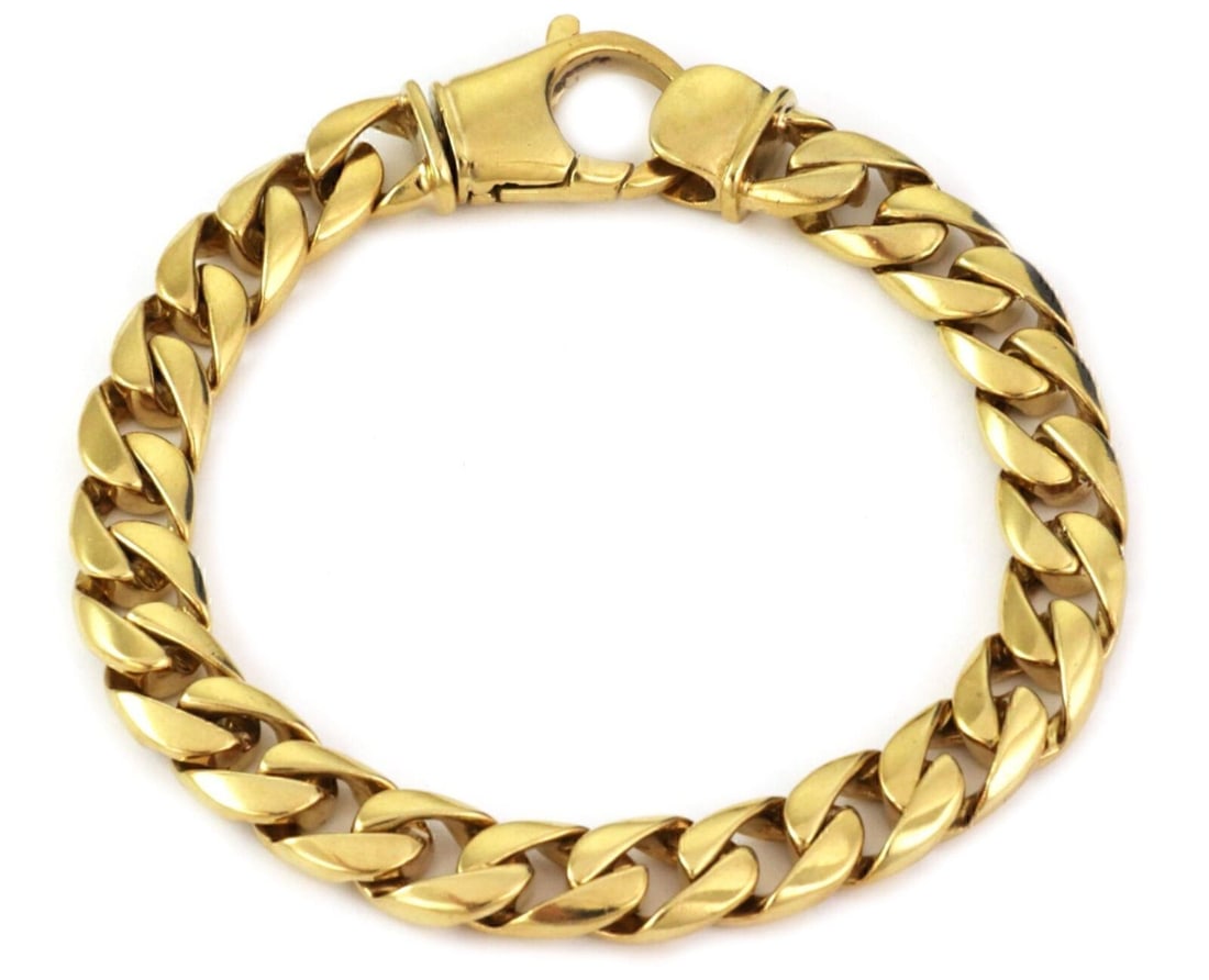 Vintage 18k Yellow Gold Men's Cuban Link Bracelet 8 Inch Auction