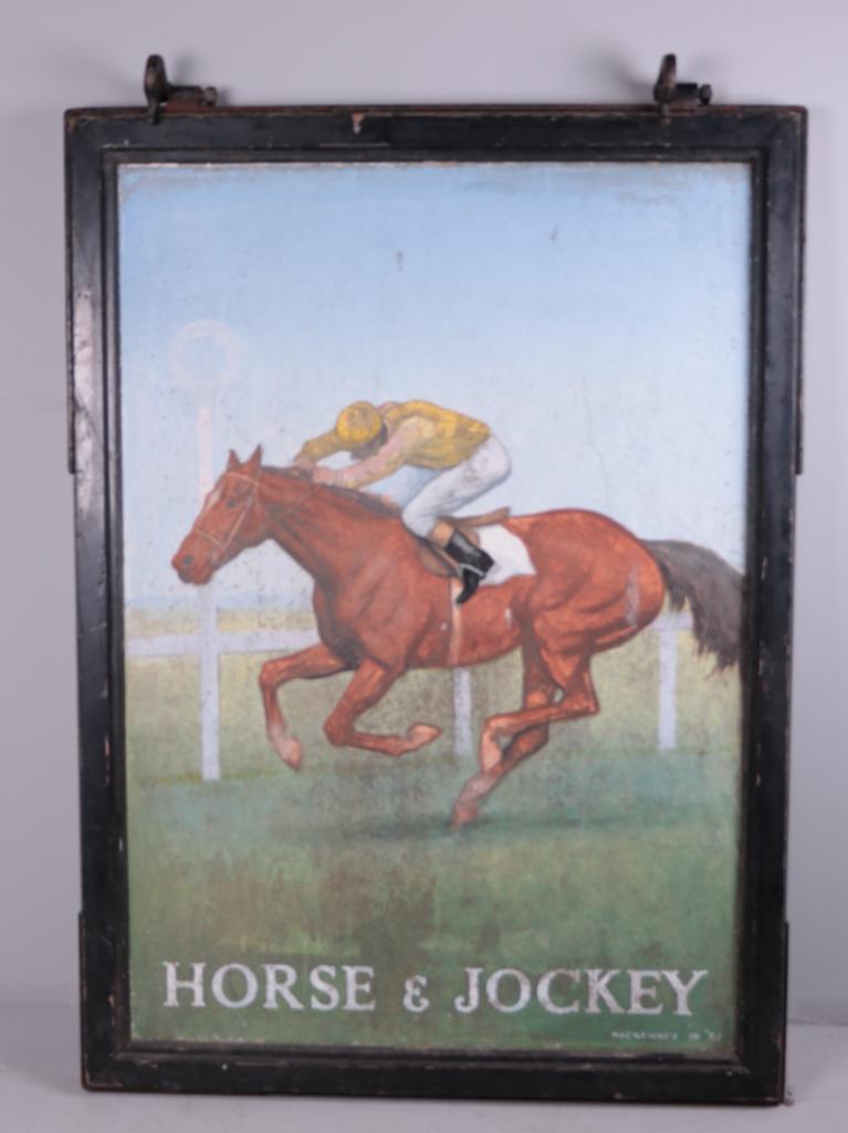 Vintage English Pub Sign, "horse & Jockey"