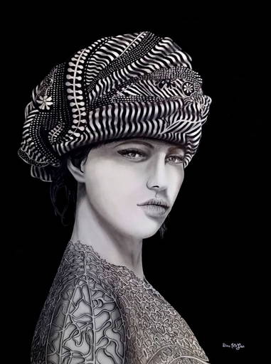 "girl With A Turban" , Listed Artist Stefan Lucian Dinu
