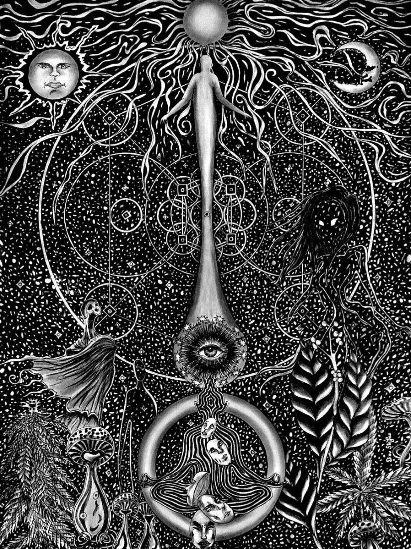 Spiritual Awakening By Artist Stefan Lucian Dinu Superb Large Drawing ...