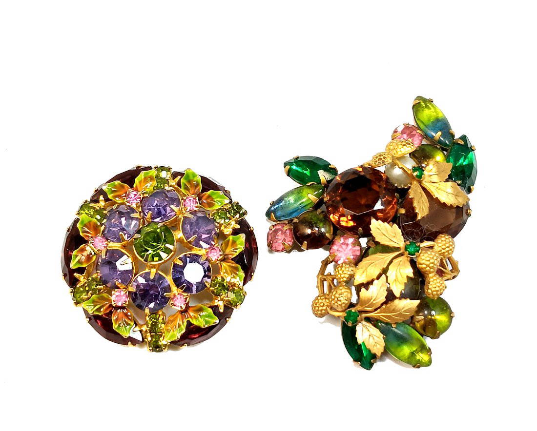 2 Designer Alice Caviness Vintage Brooch Mid Century Rhinestones Auction