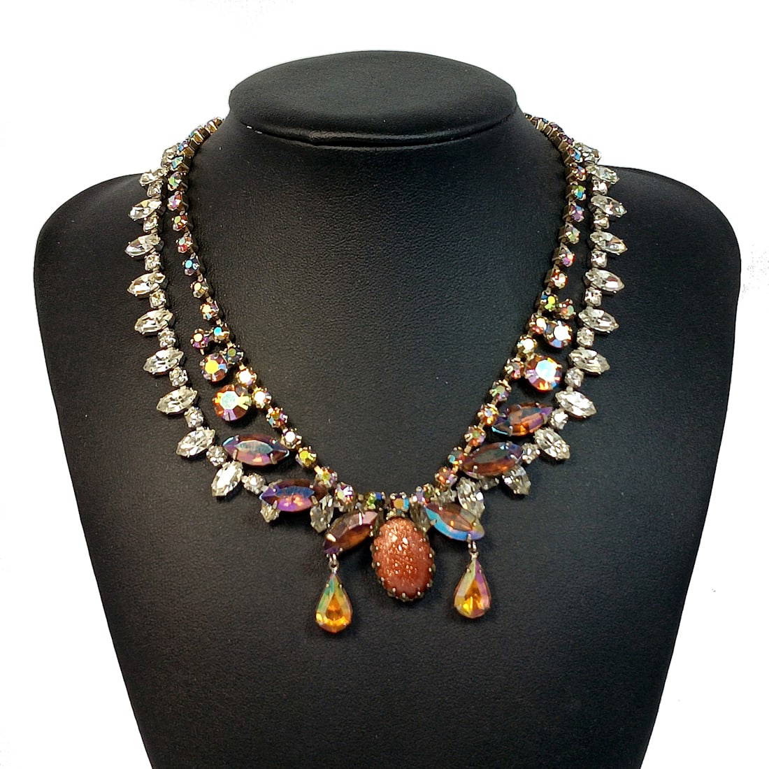 A Lot Of Two Vintage Rhinestone Necklaces Mid Century Auction