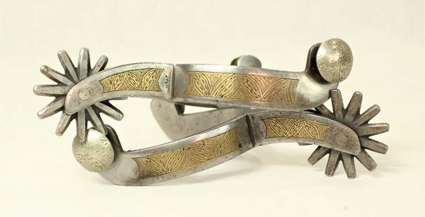 Pair Of Canon City Prison Made Single Mounted Spurs With Hand Engraved ...