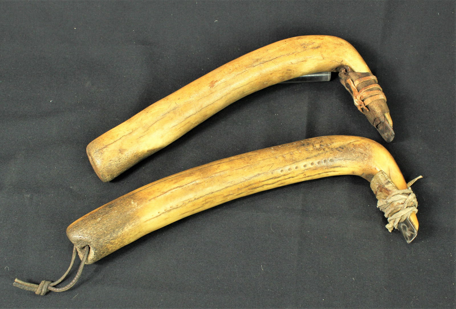 Pair Of Elk Antler Hide Scrapers Auction