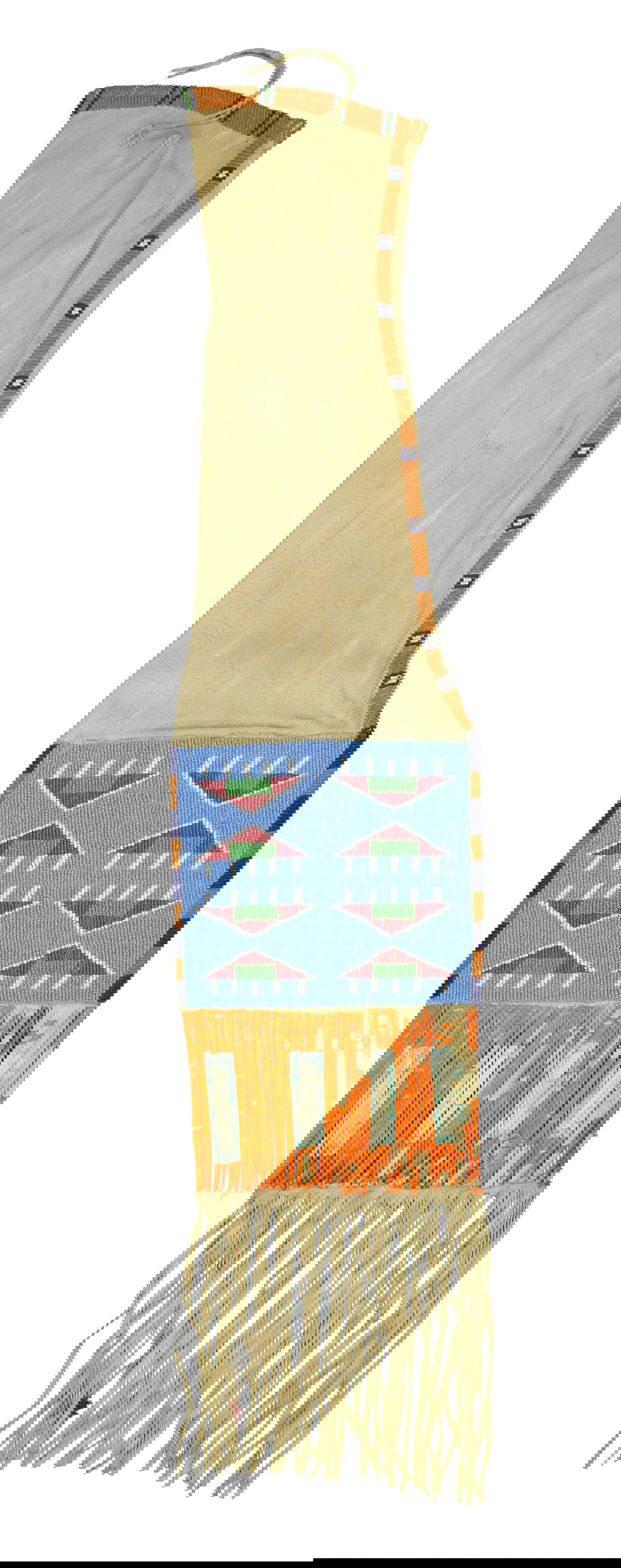 Wonderful Native American Pipe Bag, With Very Unique Pattern Beaded On ...