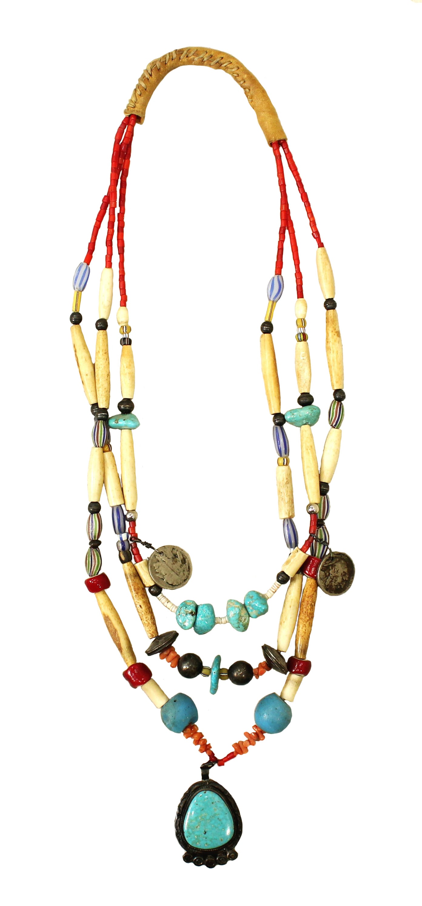Wonderful Old Blackfoot Indian Beaded Necklace With A Great Variety Of ...