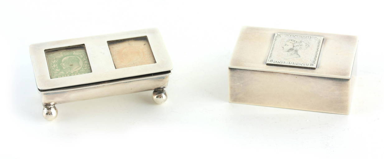 Two Silver Stamp Boxes The First Of Rectangular Form