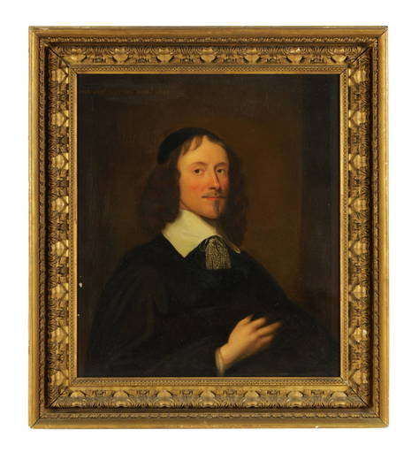 A 17TH CENTURY OIL ON CANVAS - HALF LENGTH PORTRAIT OF SIR THOMAS ...