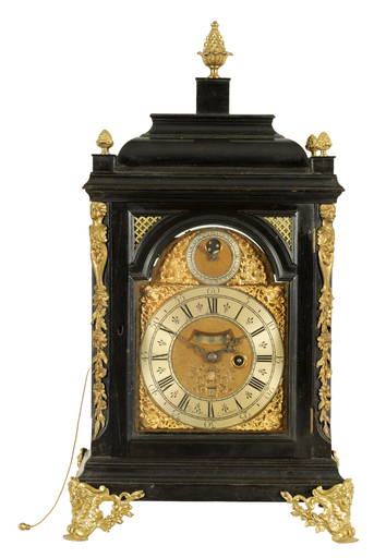 Peter Wise, London. A George Ii Ebonised Bracket Clock With Moonphase