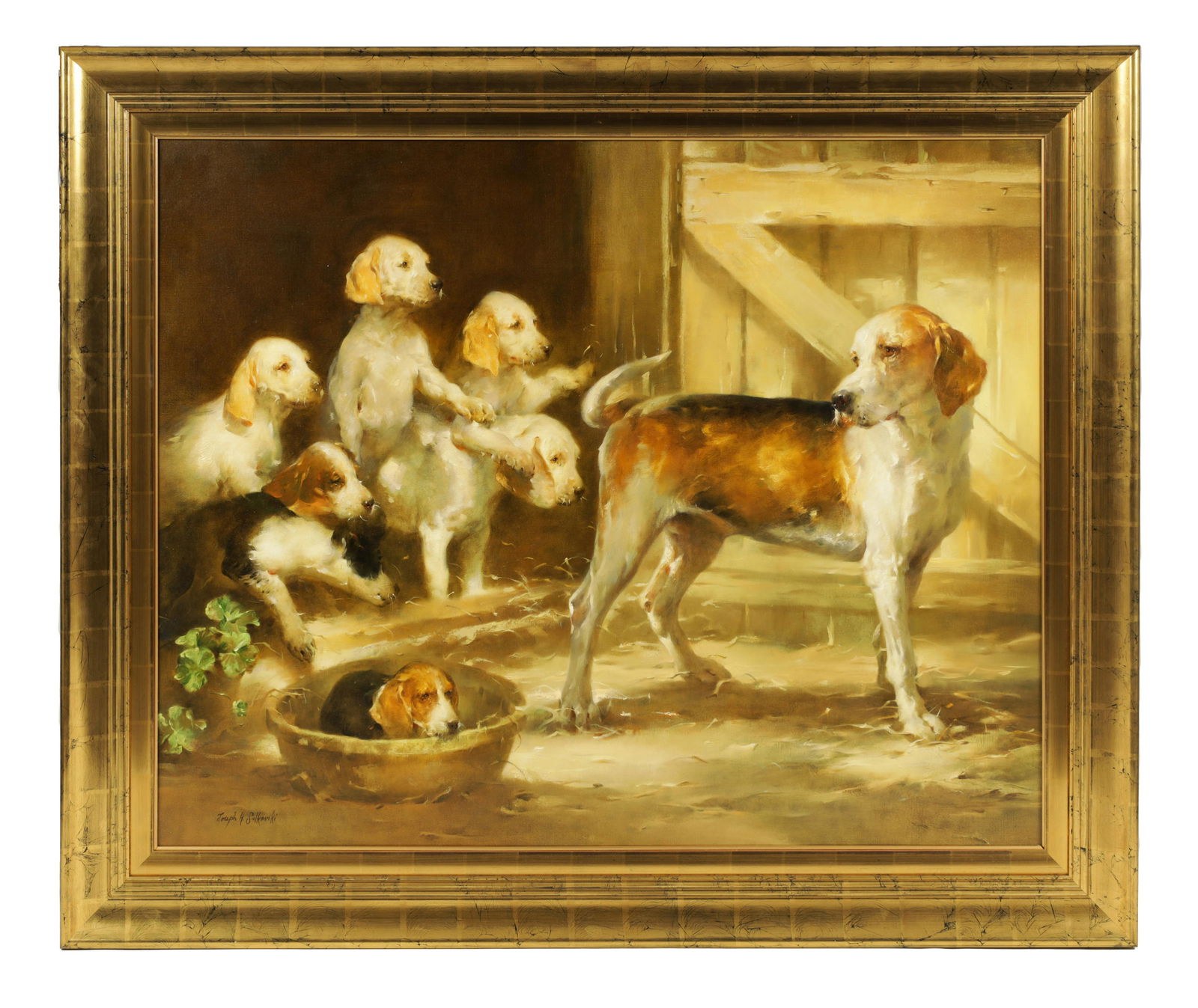 Joseph H. Sulkowski (b. 1951) Large Oil On Canvas. English Foxhound ...