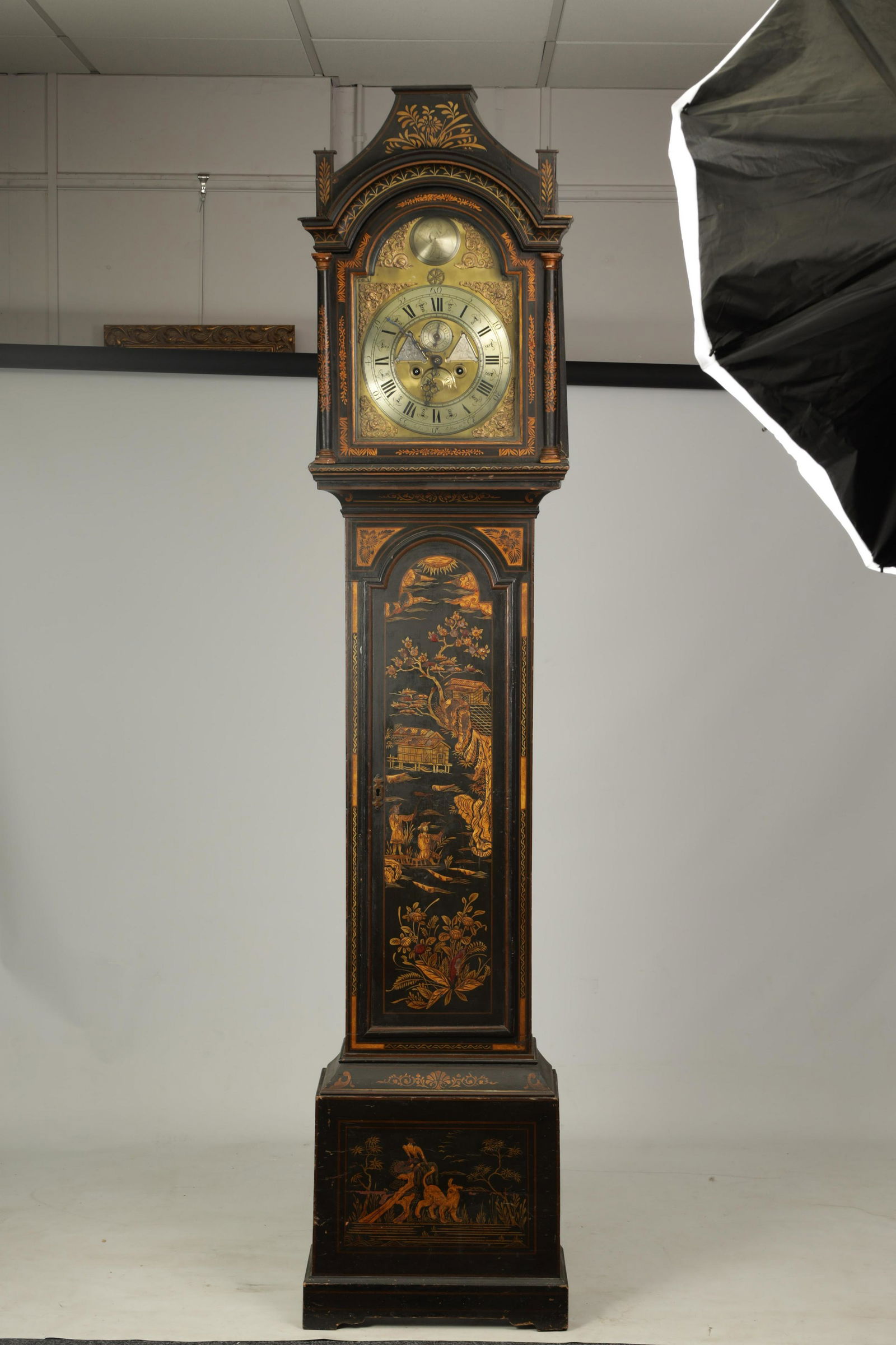 A George Ii Green Lacquered Chinoiserie Longcase Clock Signed John ...