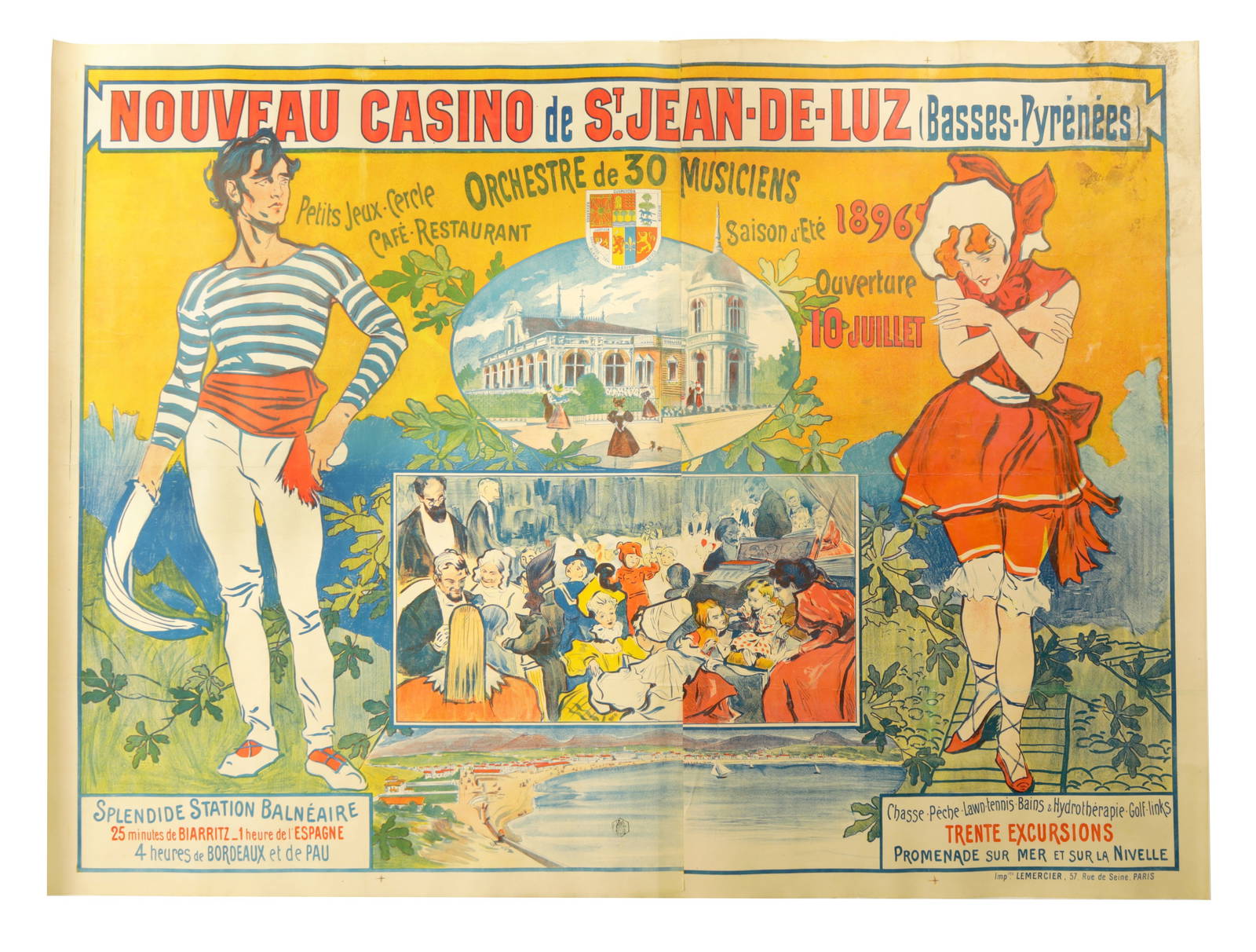 A Massive Original Vintage French Casino Advertising Poster Auction