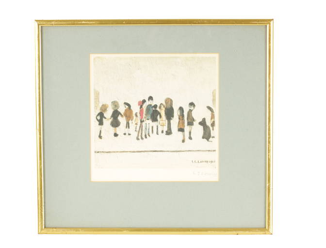 A 20th Century L.s.lowry Signed Print 'group Of Children'