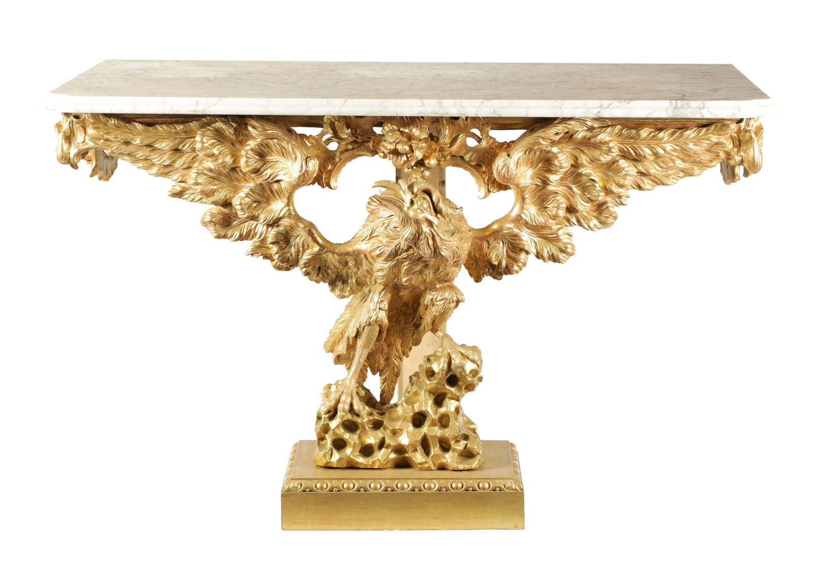 A Large 19th Century Carved Gilt Wood Console Table In The Manner Of ...