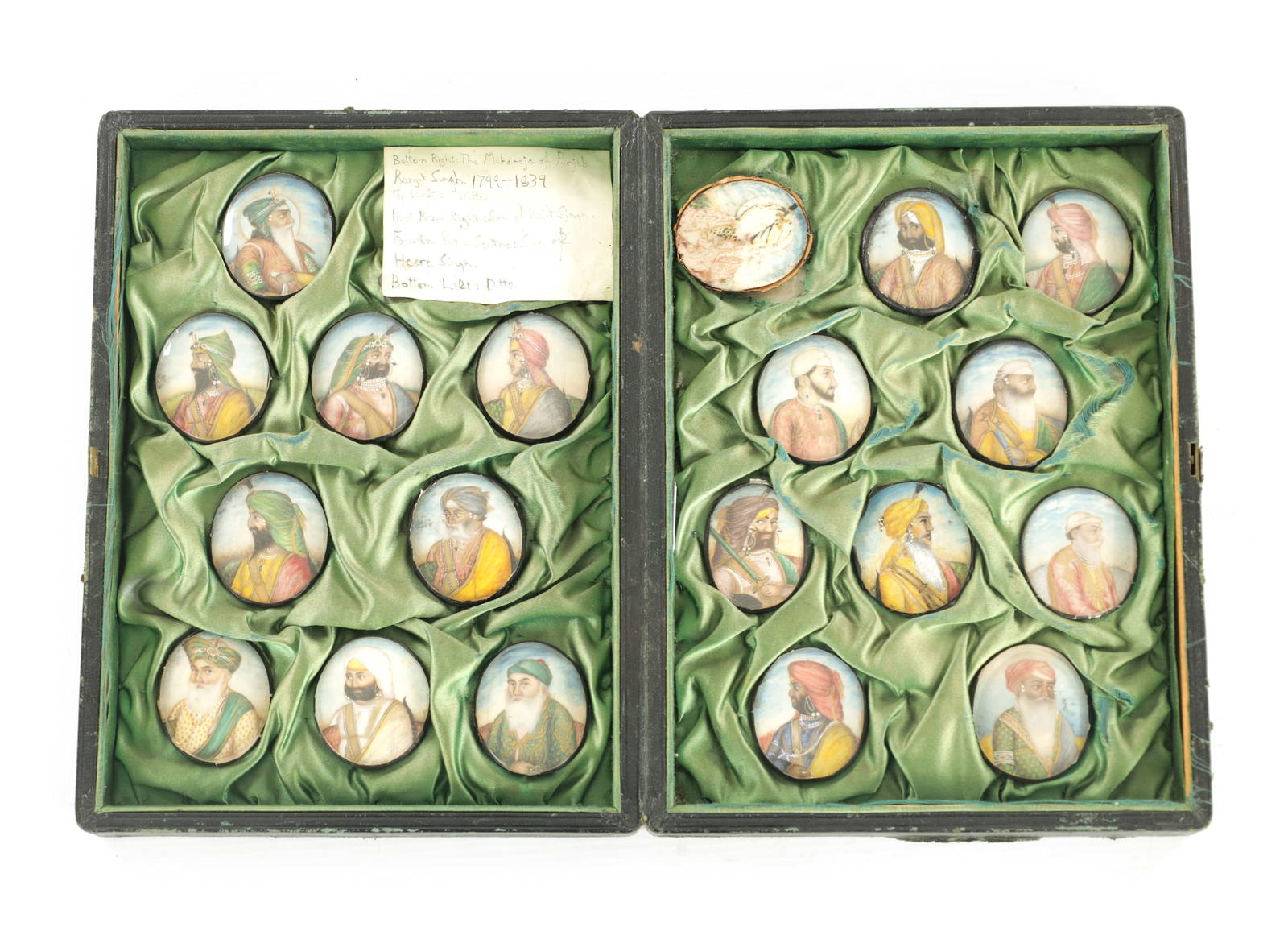 A Case Group Of Nineteen Painted Ivory Miniature Portraits Of The ...