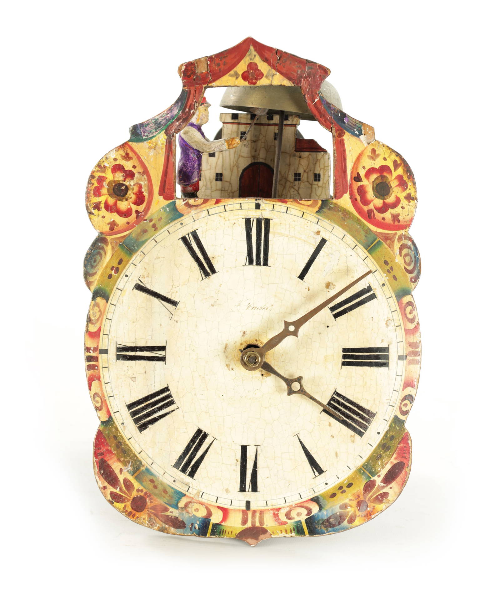 A 19th Century Ratera German Black Forest Automaton Painted Wall Clock ...