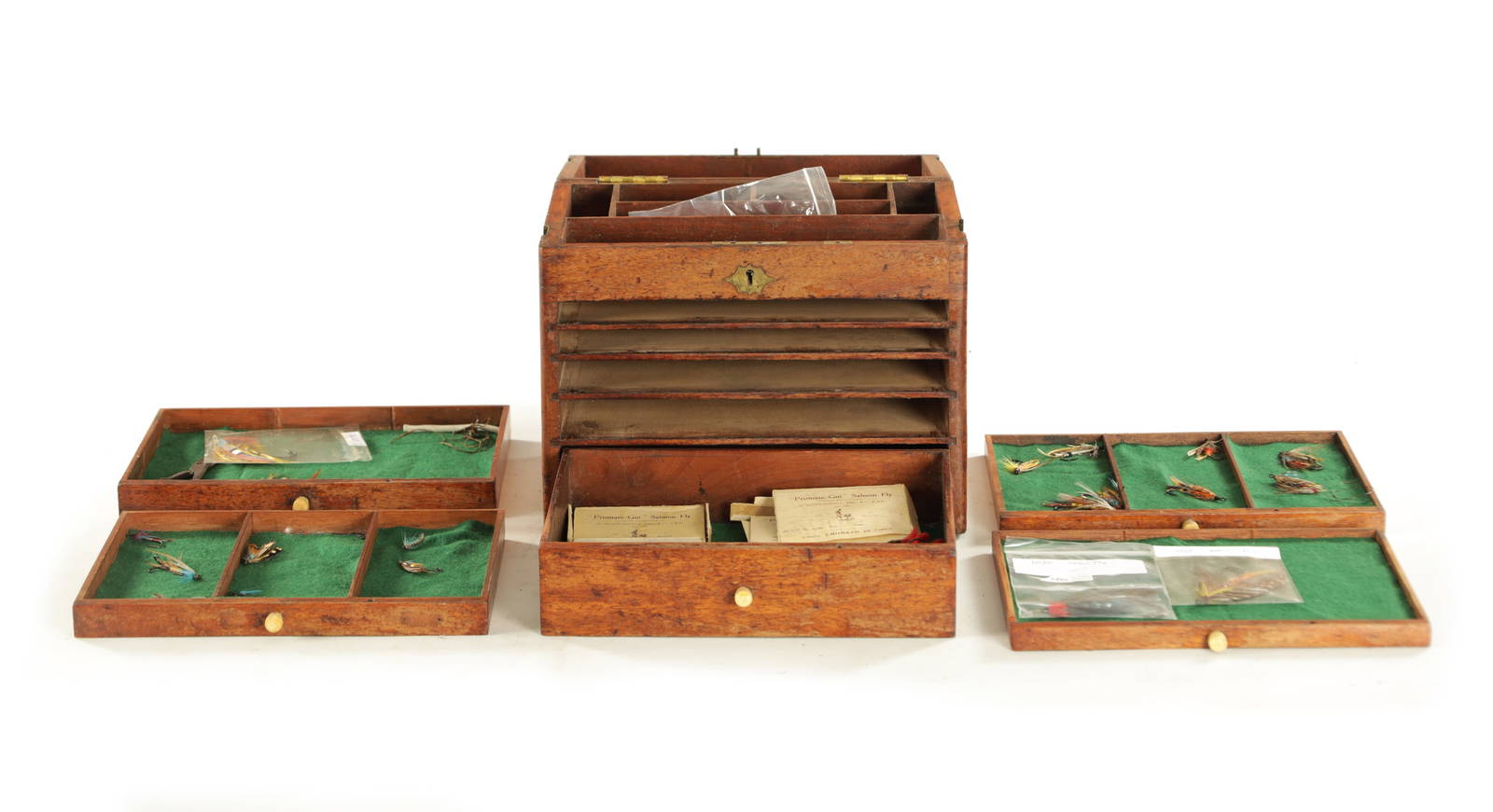 A Vintage Fishing Tackle Box With Various Salmon Flies And Lures Auction