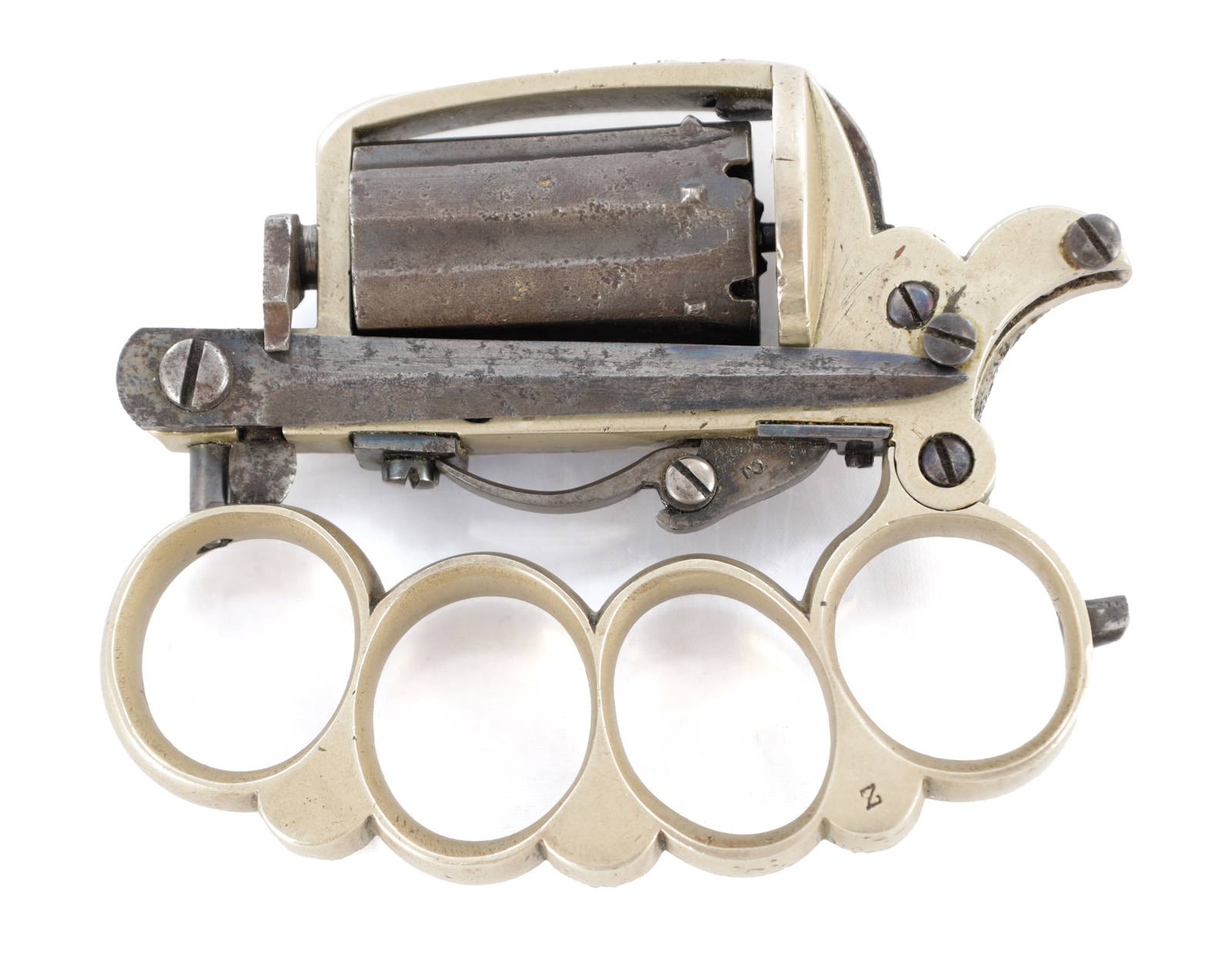 A Rare Dolne (apache) Pin-fire Six Shot Knuckle Duster Revolver Of ...