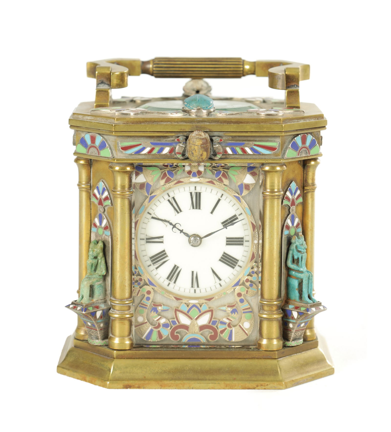 A Rare 19th Century French Egyptian Revival Champleve Enamel Carriage ...