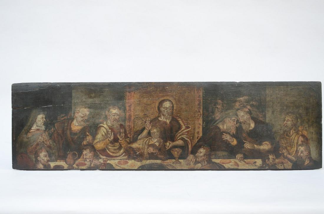 Antique Panel 'last Supper' (26x91cm) (*)