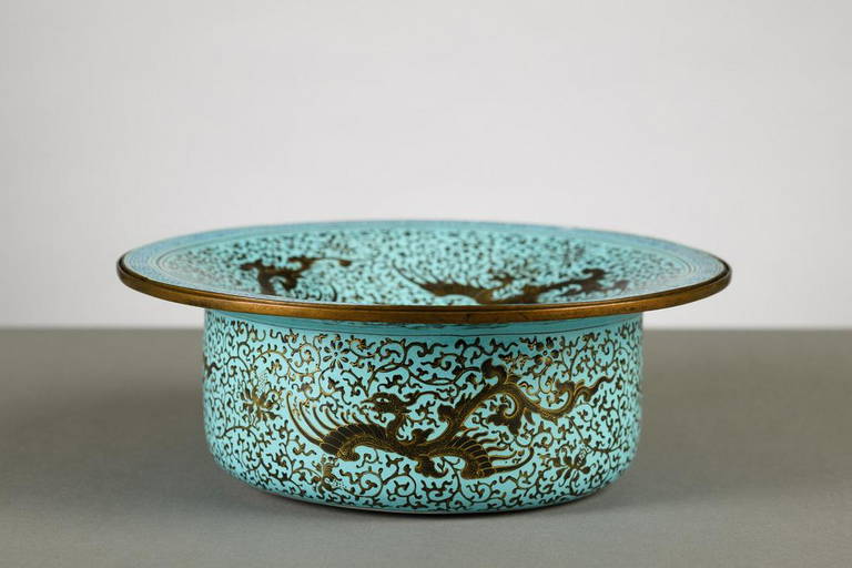 Large spittoon in enamel 'phoenixes', China 18th - 19th century (h9.5 ...