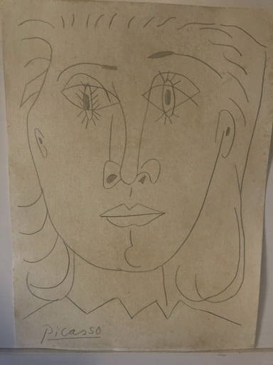 Pablo Picasso Pencil Drawing On Thick Paper