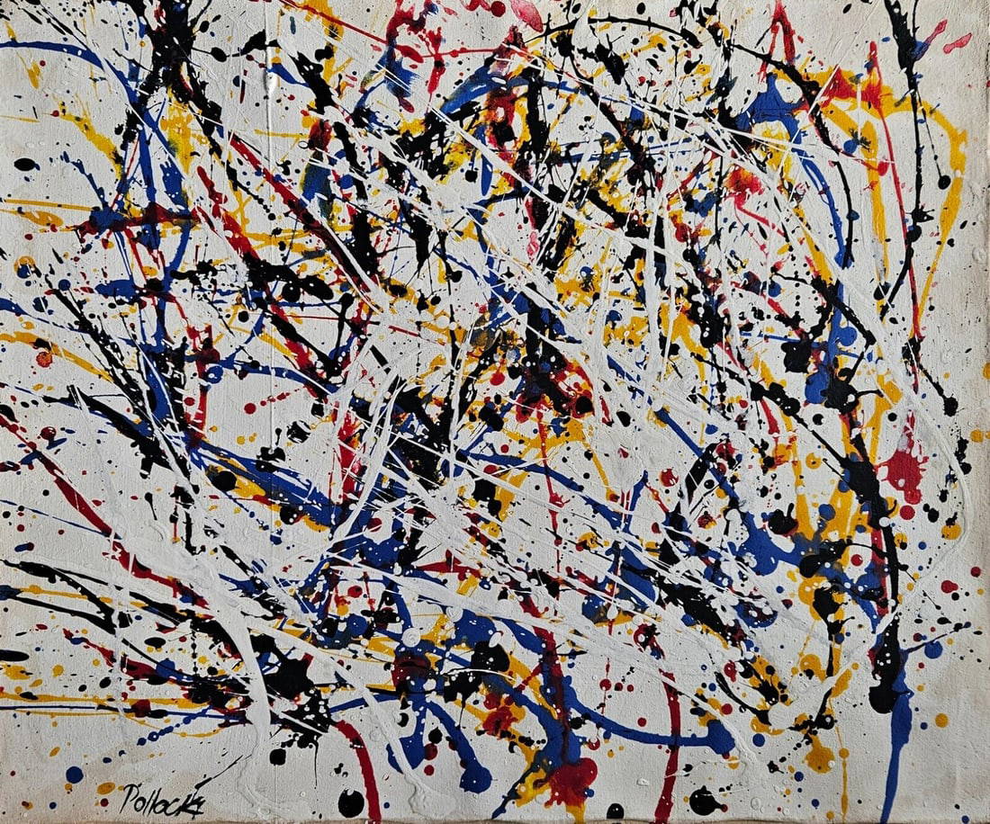 Abstract Canvas- Signed Jackson Pollock 20th Century Modern Art Auction