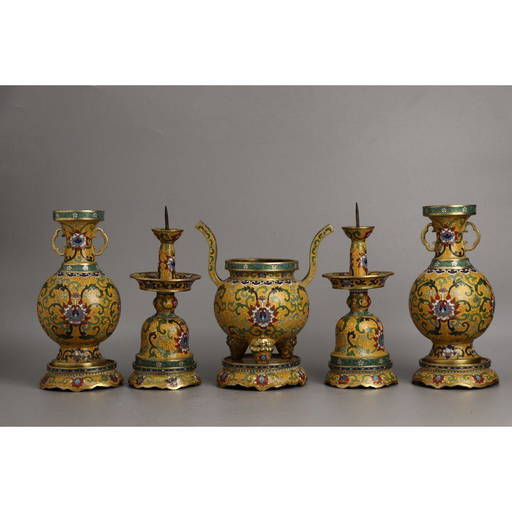 A Set Of Copper Wire Inlay Enamel Buddhist Supplies,