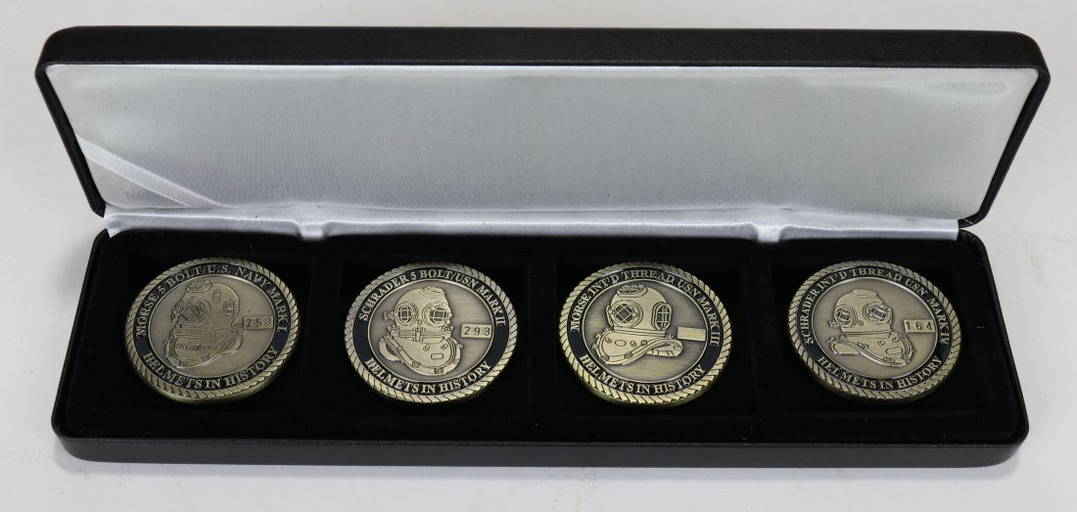 Hds Challenge Coin Set Navy Mark I, Ii, Iii, Iv Helmets