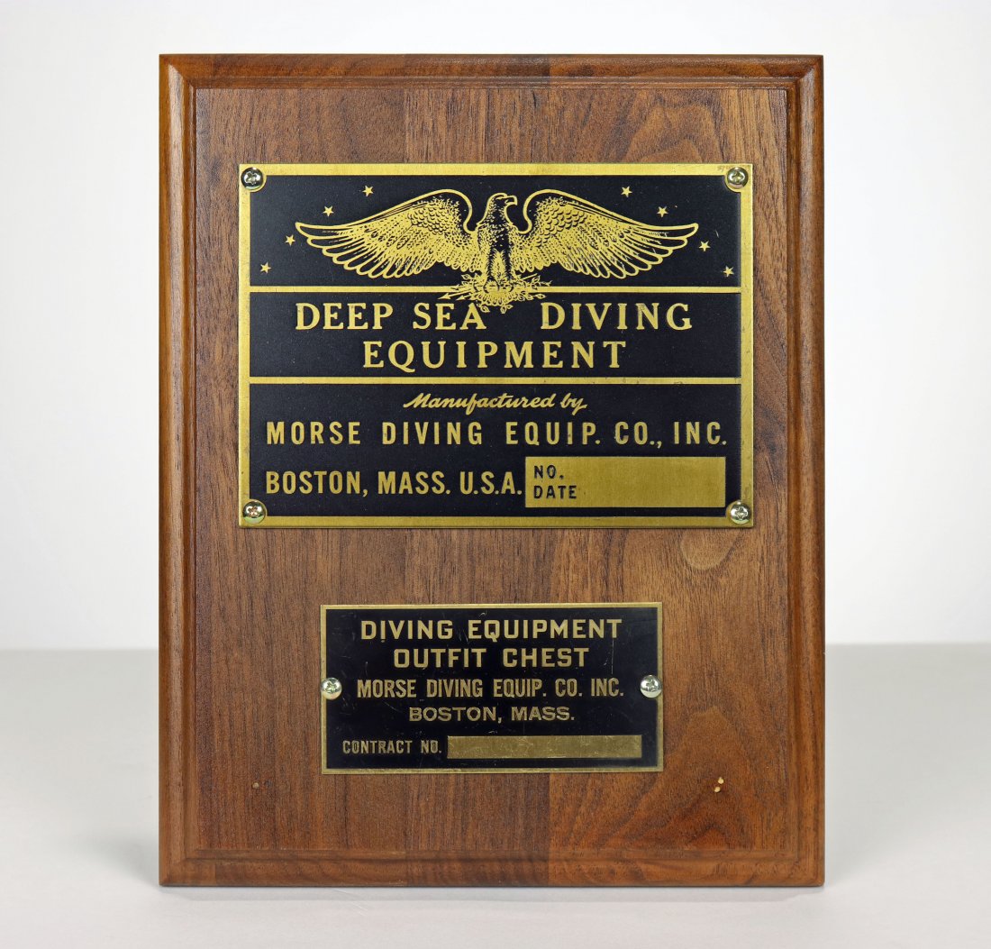 Morse Diving Equipment 2 Brass Plaque Display