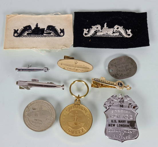 Grouping Of 10 Different Submarine Pins Badge Patches