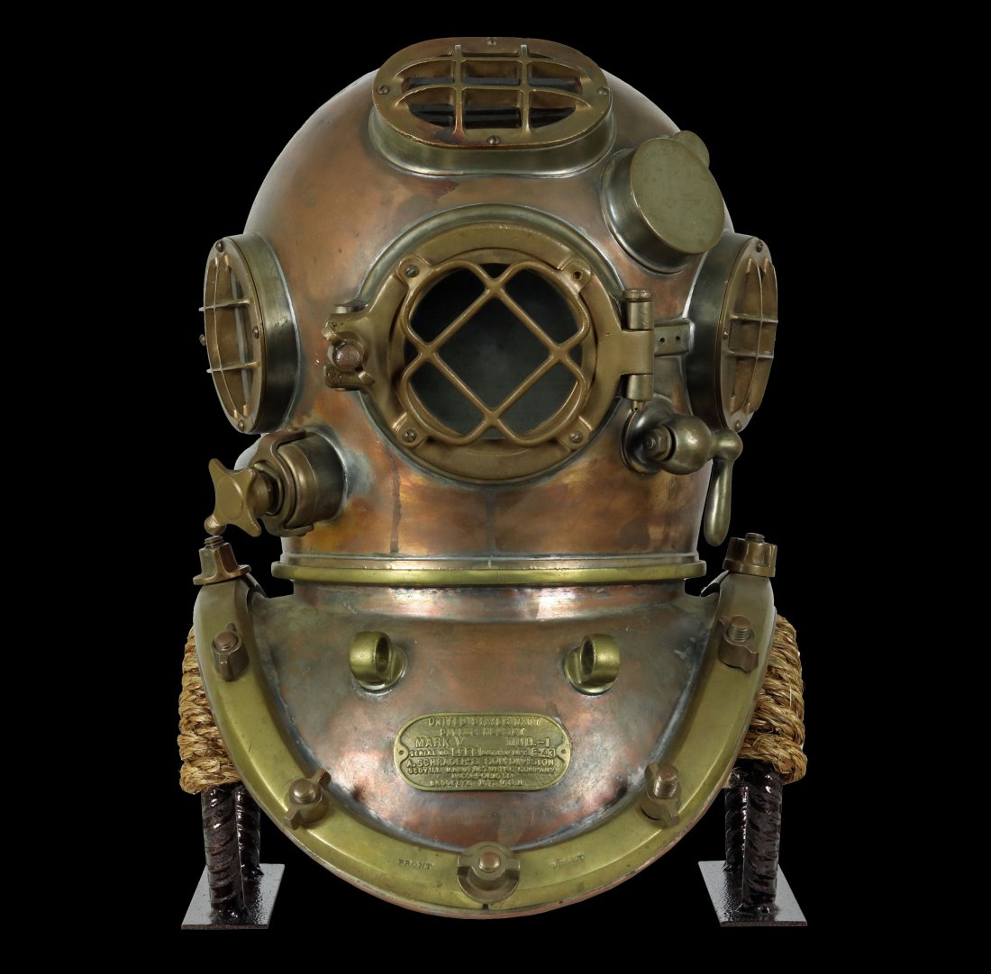 1943 Us Navy Mark V Diving Helmet Used At Pearl Harbor & Uss Arizona