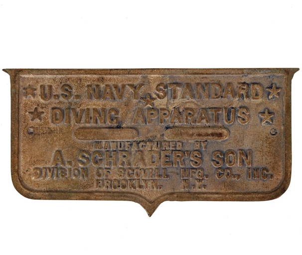 Schrader Us Navy Diving Apparatus Brass Plaque