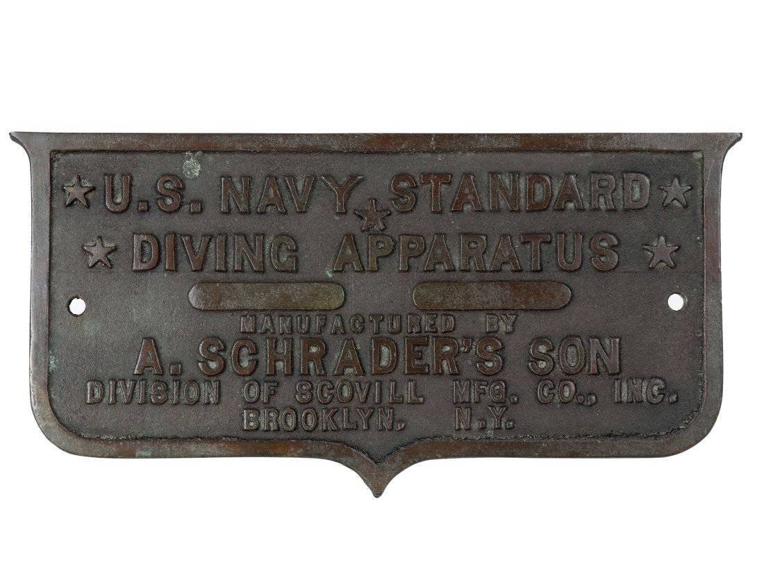 Us Navy Diving Apparatus Brass Box Plaque Schrader Auction