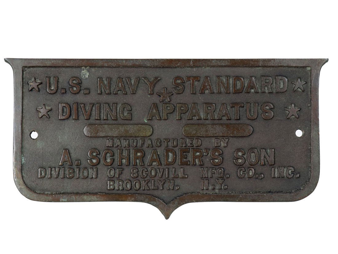 Us Navy Diving Apparatus Brass Box Plaque Schrader Auction