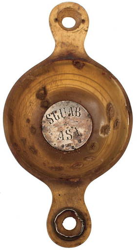 A Scottish Horn Quaich, With Silver Roundel Engraved