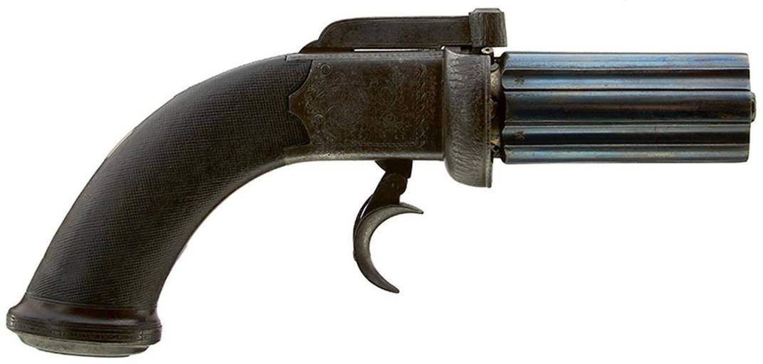 A SCARCE 120-BORE SIX-SHOT PERCUSSION COOPER'S IMPROVED FOLDING TRIGGER ...