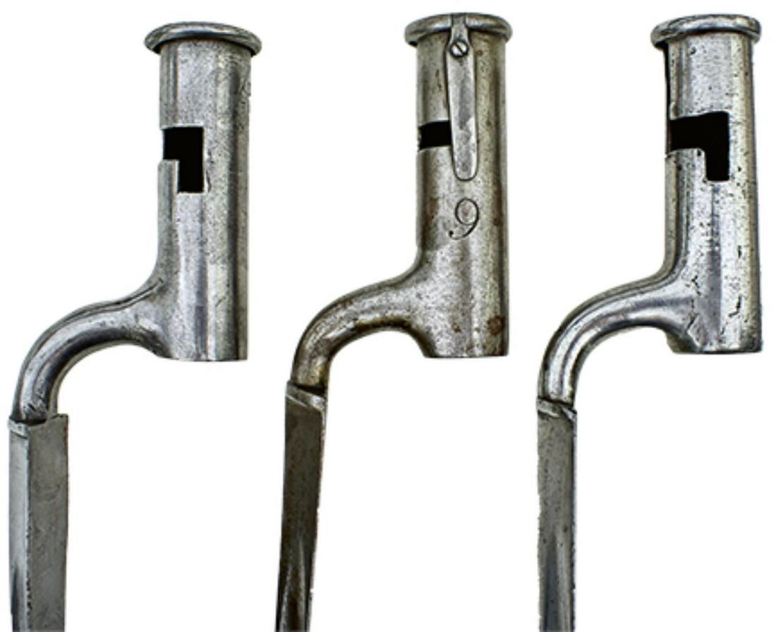 AN EAST INDIA COMPANY SOCKET BAYONET, together with two further socket ...