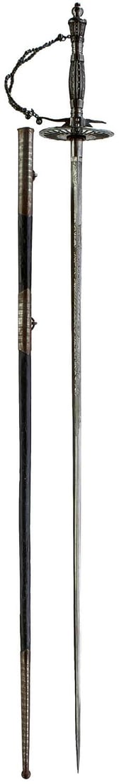 A 19th Century Cut Steel Hilted Mourning Sword, Auction